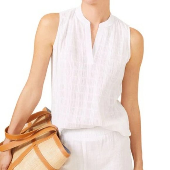 J. McLaughlin | Tops | Jmclaughlin Perle Blouse White Sleeveless Banded ...